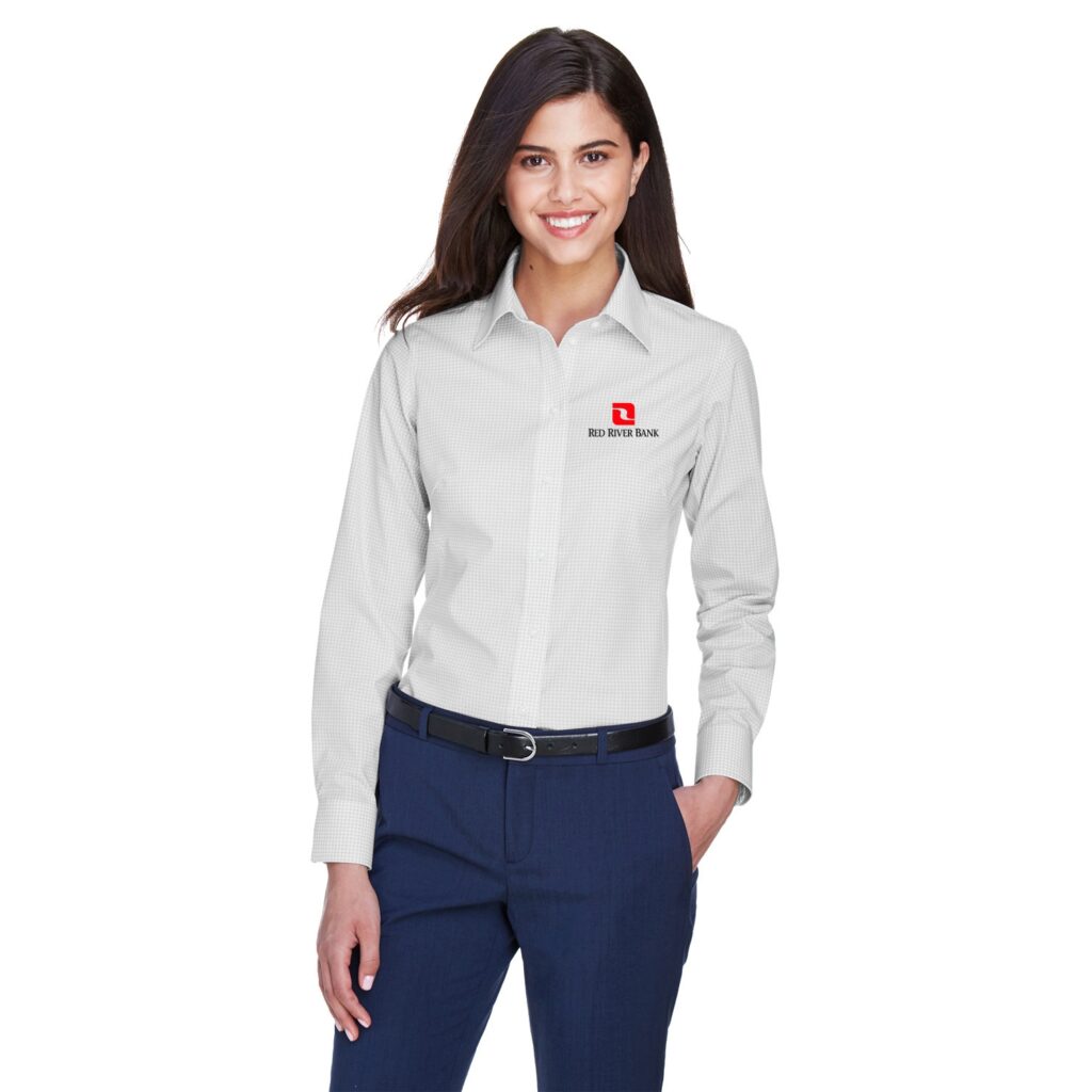 RRB/ Ladies Gingham Check Shirt – Red River Bank Uniform Store